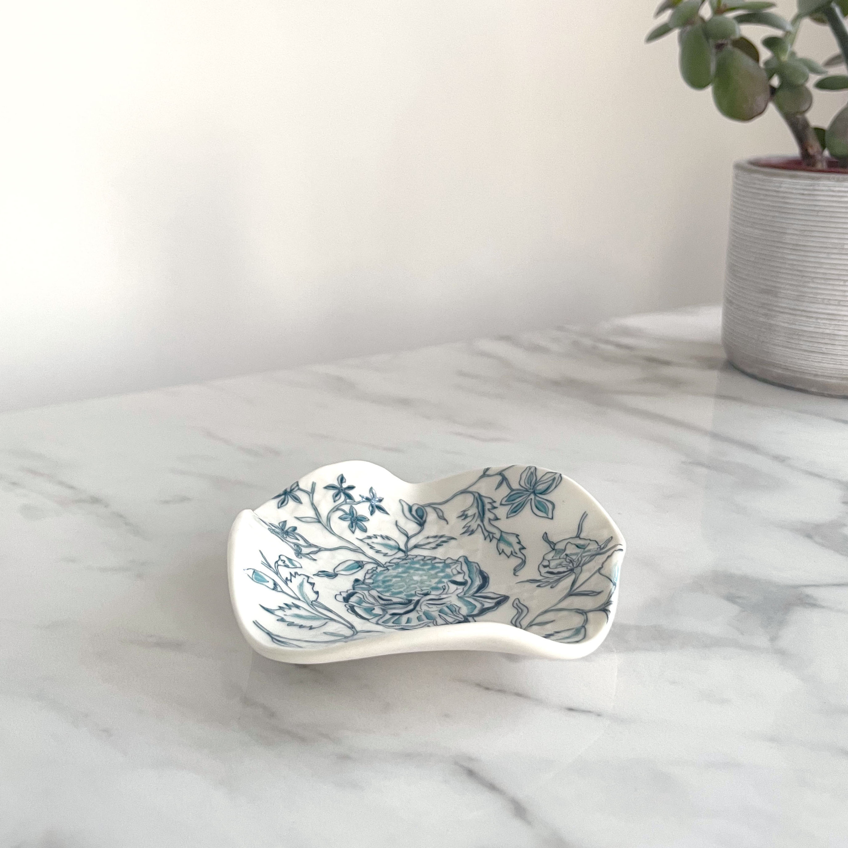 Small Porcelain Jewellery/Trinket Dish - Peony Print – Alex Allday Ceramics